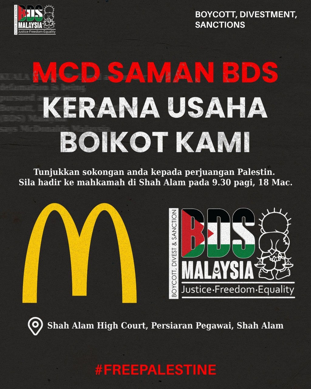 Kenyataan akhbar oleh BDS Malaysia – BDS Malaysia